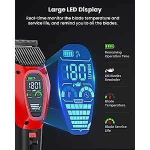 DOG CARE Smart Dog Clippers, Cordless Grooming Clipper Kit with Heatproof Blades, LED Display, 3 Speeds, Auxiliary Light, Rechargeable Heavy-Duty Professional Pet Hair Trimmer Shaver for Dog Cat