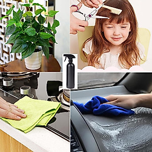 PEPAXON Plastic Spray Bottle for Hair Plant Mister Spray Bottle Cleaning Spray Bottle 500ml Black Pack of 2 17OZ (2)