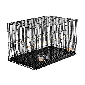 Yaheetech 30-inch Rectangle Stackable Breeding Flight Parakeet Bird Cage for Finches Budgies Cockatiels Conures Lovebirds Canaries Parrots w/Slide-Out Tray, Black