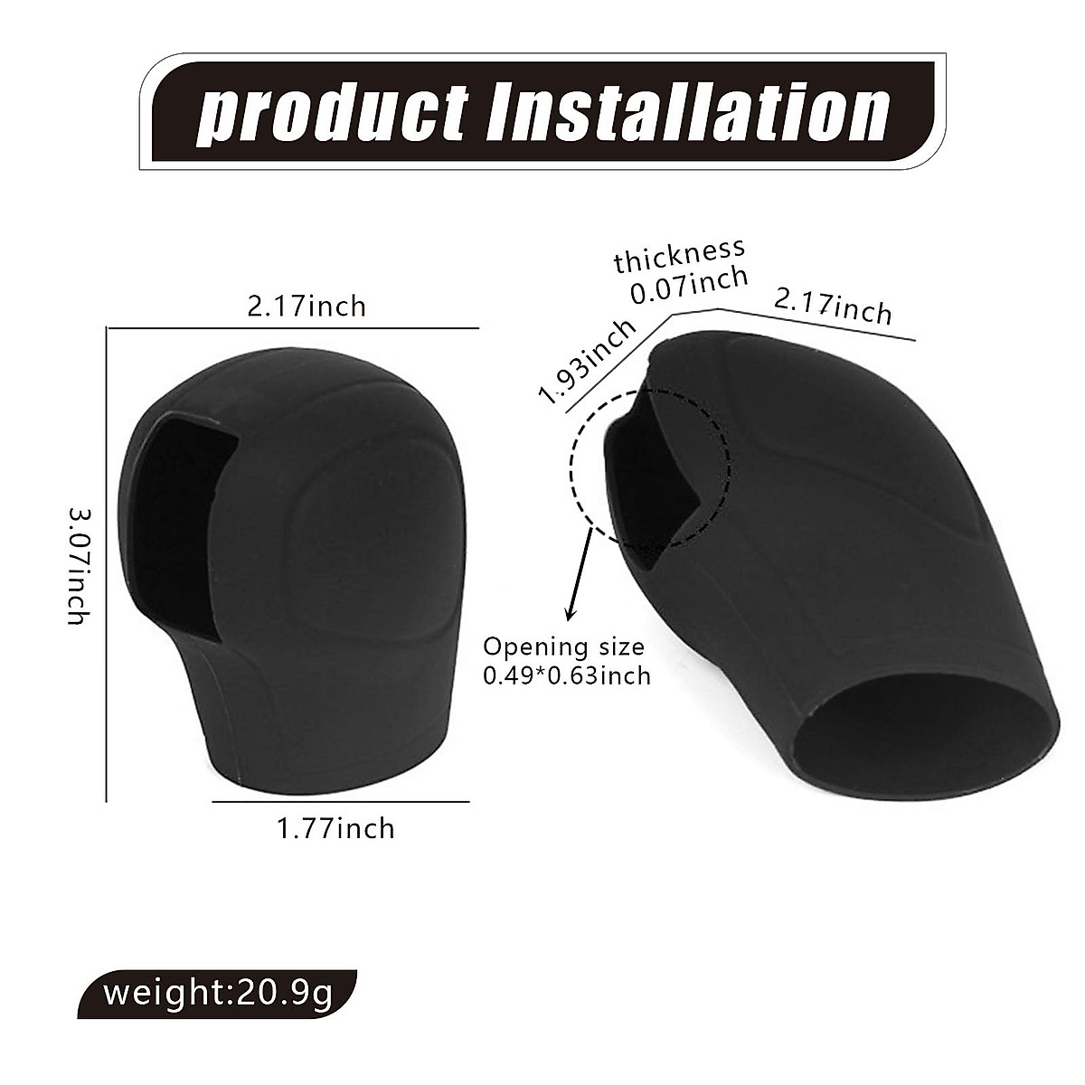 GKmow 2 PCS Car Shift Cover, Environmentally Friendly Silicone Open Anti-Slip Automatic Knob Gear Lever Protective Cover, Universal Decorative Accessories, Suitable for Most Car Models (Black)