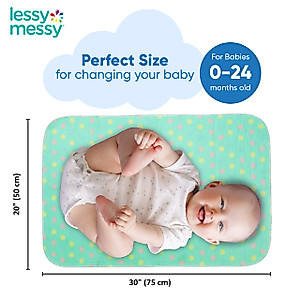 Portable Baby Changing Mat - Extra Large Waterproof Diaper Changing Pad | Machine Washable & Dryer Safe | Wipeable Surface for Easy Cleaning | Stylish Polka Dot Design