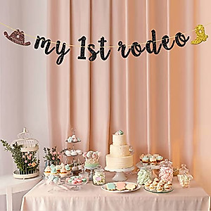 INNORU My 1st Rodeo Banner, Mexican Theme first Birthday Party Decorations, West Cowboy Cowgirl 1st Birthday Party Decorations Black Glitter