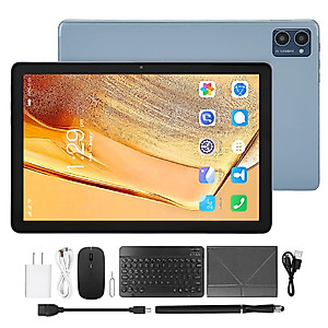Gugxiom Tablet with Keyboard, 10.1in Office Tablet, 12GB RAM 256GB ROM Gaming Tablet, 1920x1200 FHD Display, 512GB Expandable, 12MP+24MP Camera, Octa Core CPU (Light Blue)