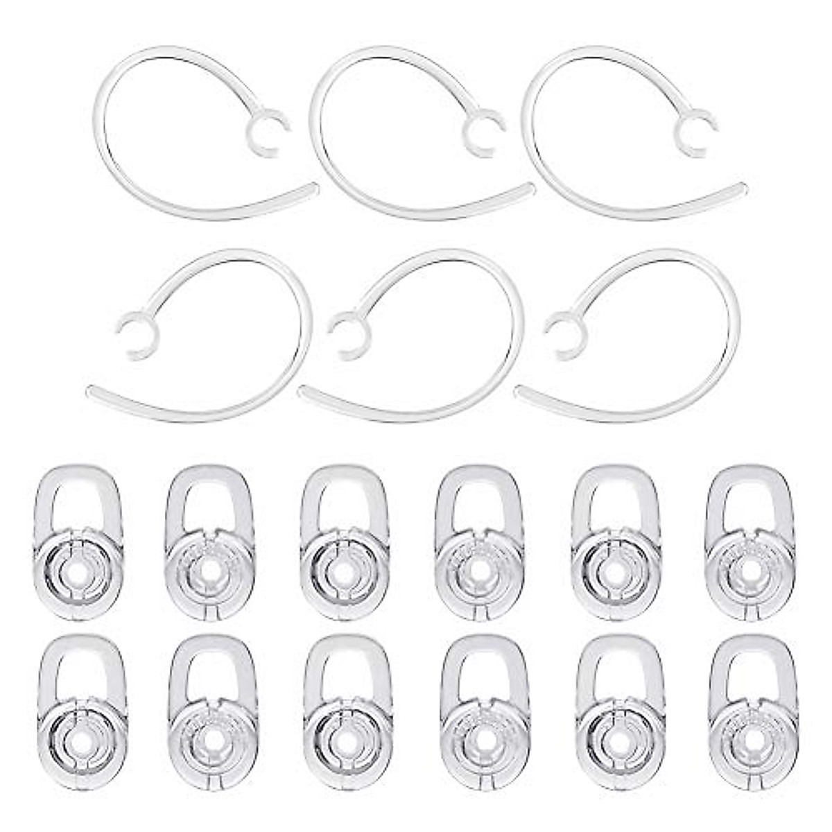 Earbud Tips Silicone Ear Tips & Ear Hook Replacement Earbud Tips 12 Pcs Replacement Ear Hooks And 6pcs Large Replacement Eargel Compatible With Plantronics M70 M165 M1100 M100 M55 M28 M25 Voyager Edge