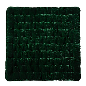vctops Luxury Velvet Square Chair Pad Soft and Comfy Chair Cushion Tufted Indoor Seat Cushion Pillow Tatami (Dark Green,17"x17")