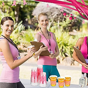 Nuenen 72 Pcs 12 oz Breast Cancer Awareness Clear Disposable Plastic Cups Pink Ribbon Breast Cancer Decorations for Believe Hope Ribbon Printed Party Drinking Cups for Tableware Supply (Pink)