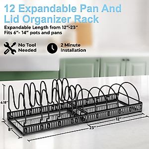 coneyaro Expandable Pots and Pans Organizer Pot Rack for Kitchen Cabinets