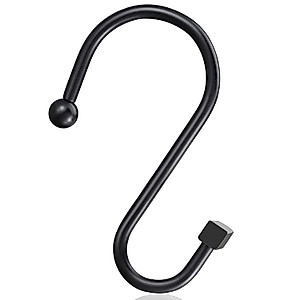 Black Shower Curtain Hooks, Rust Proof Shower Curtain Rings for Bathroom, CHICTIE Modern Metal Decorative Shower Hooks Hangers for Shower Curtain Rod, Square T Bar Shape Set of 12