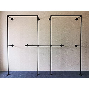 Anynice Industrial Pipe Clothing Rack,Industrial Clothing Rack, Clothing Rods for Hanging Clothes,Clothes Rack,Wall Mounted Garment Rack, Heavy Duty Coat Rack (98.4" W x 14.4" D x81.1 H, ANY-EF55)