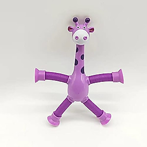 Telescopic Suction Cup Giraffe Toy, Ever-Changing Giraffe Telescopic Tube Suction Cup Toys Telescopic Suction Cup Giraffe Toy Educational Stress Relief Fidget Sensory Giraffe Toys (4pcs with light)