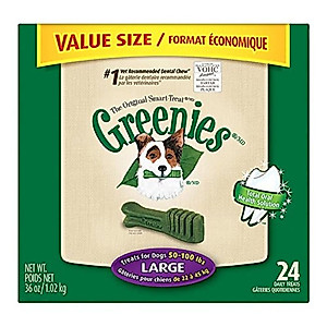 Greenies Dental Chews Value Tub 36 Oz Large Dog, Pack of 6