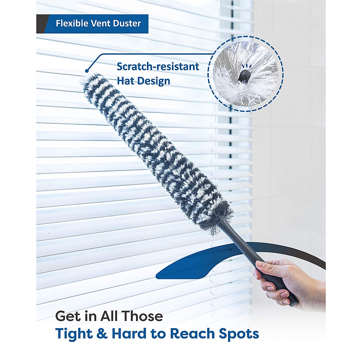 Rocktex Feather Duster Kit with 5.6ft Extension Pole, 4 Dusting Brush for Cleaning Home Wall Ceiling Fan Cobweb, Microfiber Static Washable Dusters, Black Dark Gray