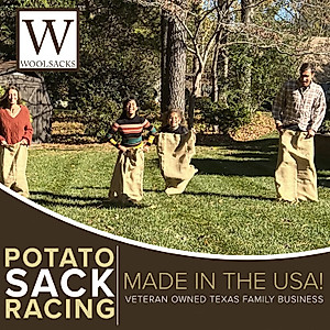 Woolsacks Potato Sack Race Bags for Adults | Large 24" x 40" Burlap Sacks for Sack Races | Great for Birthday Parties, Outdoor Events, Gardening, & More (Pack of 5)