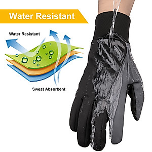 KOPHOTY Winter Gloves Men Women,Touchscreen Warm Gloves - Water Resistant Anti Slip Windproof Thermal Gloves for Running Cycling Driving Outdoor Hiking in Cold Weather (Medium)