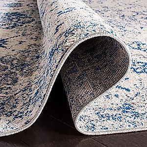 SAFAVIEH Madison Collection Area Rug - 10' x 14', White & Royal Blue, Boho Chic Distressed Design, Non-Shedding & Easy Care, Ideal for High Traffic Areas in Living Room, Bedroom (MAD611C)