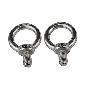 BOL-69071 2PCS Stainless Steel 304 JIS 1168 Thread Eye Bolt Rigging Hardware M5 M6 M8 M10 M12 Heavy Duty Hardened Steel Eye Bolt-(Dims: M8/ Type: Stainless Steel 304)