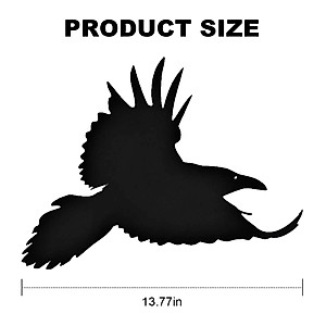 HSART Crow Metal Wall Art, Metal Silhouette Decorative Mural, Black Crow Wall Hanging Sculpture, Used for Living Room Dining Room Garden Decoration