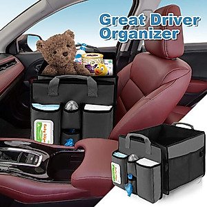 Collapsible Trunk Organizer & Diaper Changing Station, Baby Diaper Caddy Organizer with Movable Dividers, Easy-to-Reach for Back Seat Travel Car Organizer, Waterproof Car Trunk Organizer Groceries