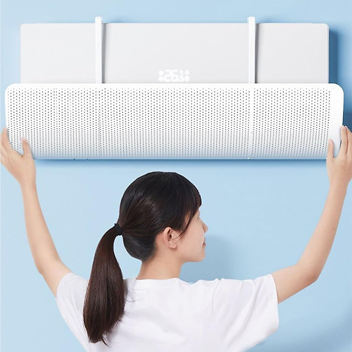 Air Conditioner Deflector, Universal Adjustable Confinement Air Deflector Helps Cooling/Heating Air Circulation, Wind Direction Baffle for Home/Room/Office/Elderly, Babies, Pregnant Women