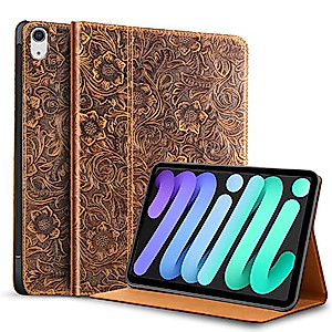 Gexmil for Ipad Mini 6 CASE 8.3 inch Case 2021,Genuine Leather Ipad Mini 6th Generation Cover,Made from Real Leather Cowhide(Brown)
