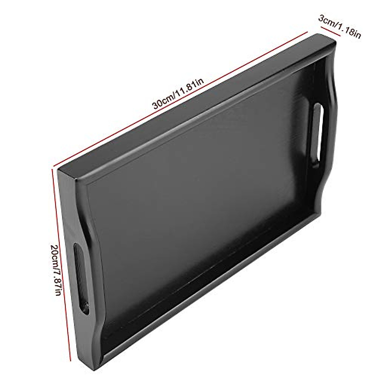 Black Coffee Table Tray, Rectangle Shape Wooden Food Serving Tray for Home Kitchen Restaurant(Black)