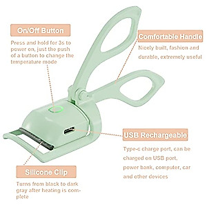 Heated Eyelash Curler by Forats, Electric Eye Lash Curlers with Comb & Eyebrow Brush, Three Heating Modes Quick Natural Curling Eye Lashes with False Eyelashes Applicator Tool