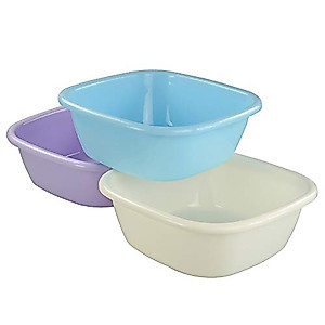 Yuright 8 Quart Plastic Wash Basin, Small Dish Pan, 3 Pack