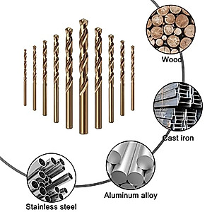 TA-VIGOR 5pcs 4mm Straight Shank Twist Drill Bit, High Speed Steel M35 Cobalt Twist Drill Bit with 4mm Shank for Drilling Stainless Steel Metal Plastic Wood