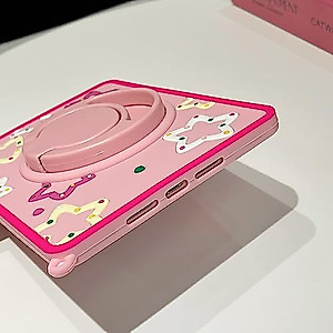Premium Cute Soft Silicone Pink Star Colorful Kawaii Pattern Tablet Case with Built-in Foldable Kickstand and Lanyard Shockproof Cover Case for iPad Air 2019/ Pro 10.5"