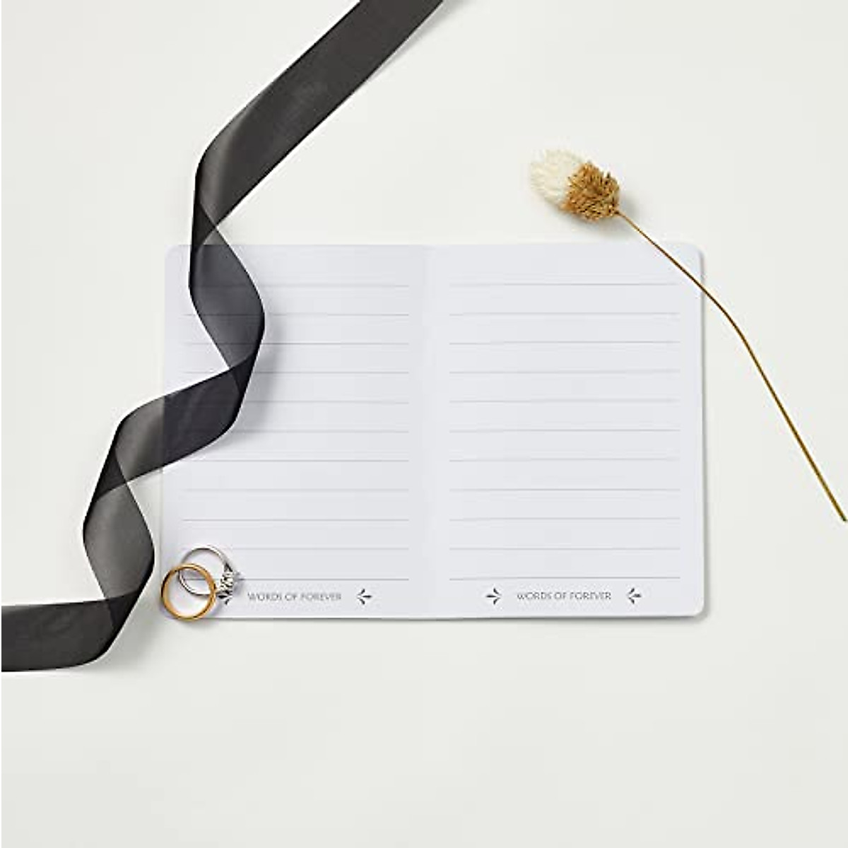 AKITSUMA Vow Books for Wedding Bride and Groom Booklet for Wedding Gift Set of 2 (Black + White/Gold Foil)