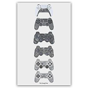 PS Controller Evolution Poster for Gaming Room Wall Decoration. History of PS Controllers Art Poster for Gamers. Teen Bedroom or Living Room Walls Decor Gift for Man and Woman. 11x17 Laminated Print