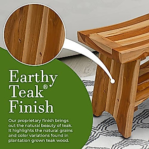 EcoDecors 24 inch Teak Shower Bench - Teak Bench for Shower - Teak Bench - Shower Teak Bench - Teak Wood Shower Bench - Teak Shower Stool - Teak Bench Shower - Teak Shower Bench for Inside Shower