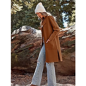 LILLUSORY Women's Long Knit Wool Cardigan Sweaters Oversized Fall Dressy Coatigan Jackets 2024 Winter Coats Caramel