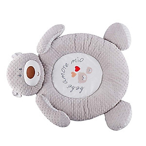 KUANDARM Grey Bear Shaped Baby Play Mat with Fitness Frame Cute Pendants Newborn Activity Centre Toddler Game Blanket