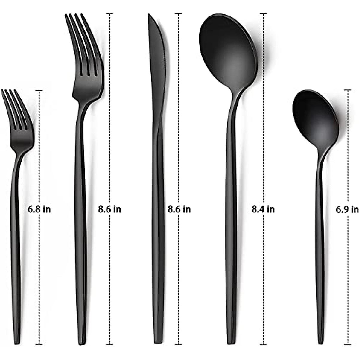 60-Piece Black Silverware Set, Flatware Set for 12, Food-Grade Stainless Steel Tableware Cutlery Set, Utensil Sets Kitchen Cutlery for Home Office Restaurant Hotel