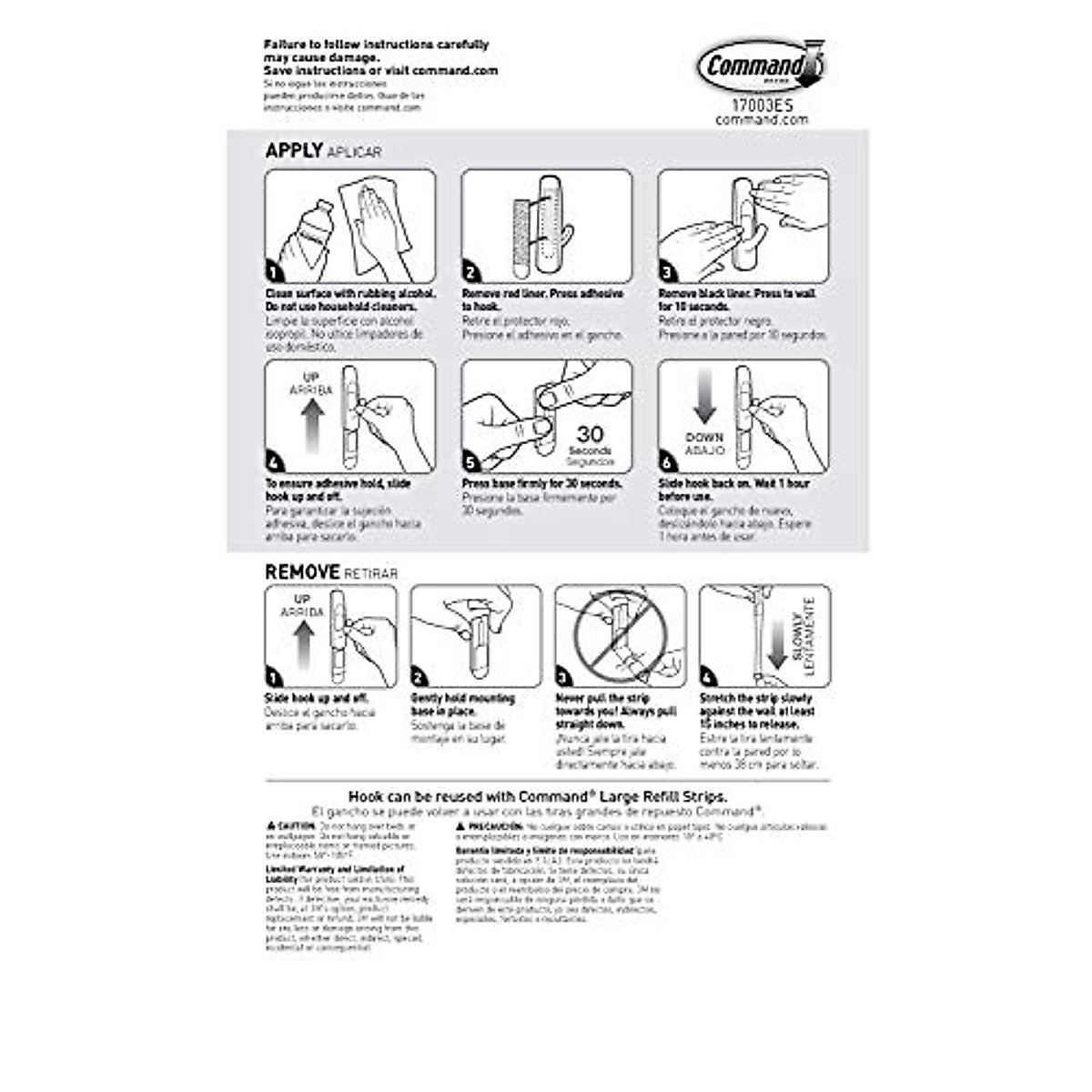 Command Large Utility Hooks, Damage Free Hanging Wall Hooks with Adhesive Strips, No Tools Wall Hooks for Hanging Decorations in Living Spaces, 7 White Hooks and 12 Command Strips