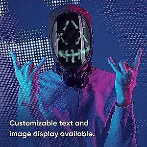 CHEMION Led Mask with Bluetooth App, Led Face Mask for Adults, Digital Face Mask for Birthday Parties, Concerts, Costume mask (AA Battery)