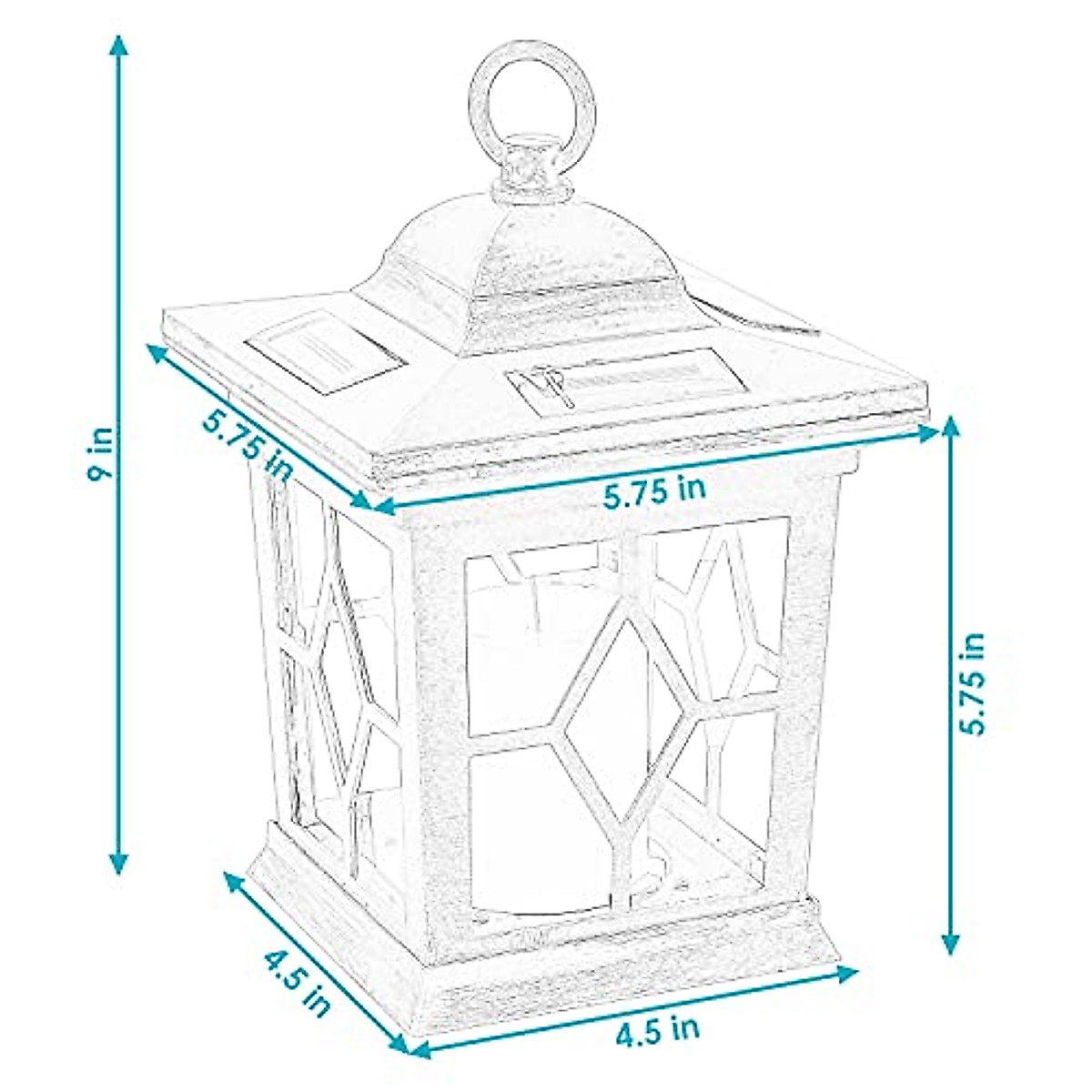 Sunnydaze Lucien Outdoor Solar LED Decorative Candle Lantern - Rustic Farmhouse Decor for Patio, Porch, Deck and Garden - Tabletop and Hanging Outside Light - Set of 2 - White - 9-Inch
