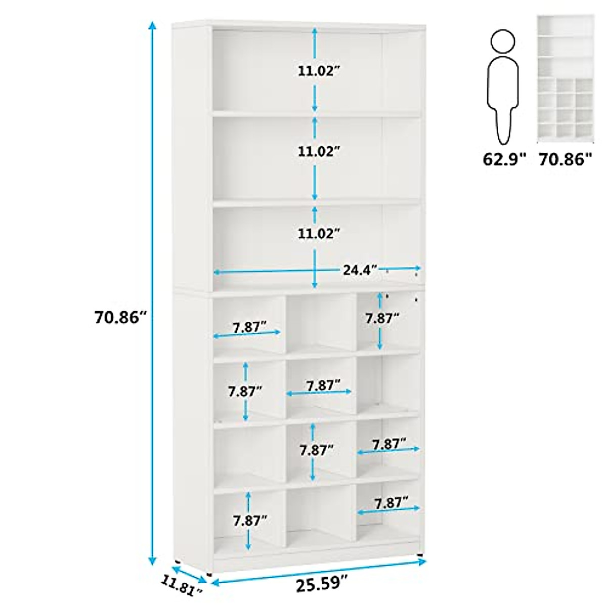 Tribesigns Shoe Cabinet, 24 Pair Freestanding Shoe Rack Storage Organizer with Side Hooks, Modern Shoe Storage Cabinet with Shelves for Hallway Bedroom Closet Entryway (2PCS)