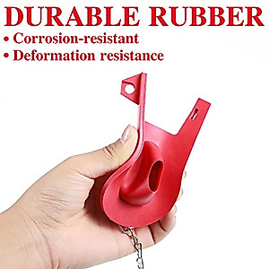 Toilet Flapper Replacement Kit Universal Toilet Plug Flapper with Stainless Chain Compatible with American Standard Use for 2 Inch Flush Valves, Water Saving (Red, 6 Pcs)