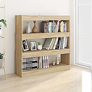 Bookcase, Independent Bookshelf Storage Display Cabinet, Suitable for Living Room, Bedroom, Corridor, Study,Book Cabinet/Room Divider Sonoma Oak 39.4"x11.8"x40.6"
