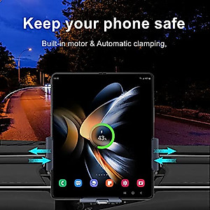 DearHot 15W Dual Coil Qi Wireless Car Charger Mirror Mount Holder Compatible for Samsung Galaxy Z Fold4 Fold3 Z Fold2 Fold S23 Ultra Note20 iPhone 14 Pro Max Pixel 6 Pro Auto Clamp Fast Car Charger