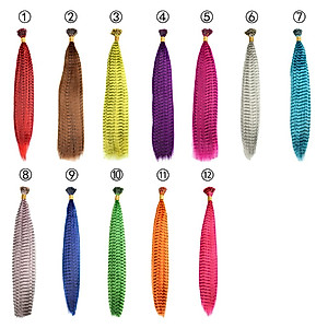 YUDAOHAIR Synthetic Feather Hair Extensions for Women 16 Inch Hairpieces With100pcs Silicone Micro link Beads And 2 Crochet Hooks Hair Feathers with Tools Kit (16'', 12 feather mix colors)