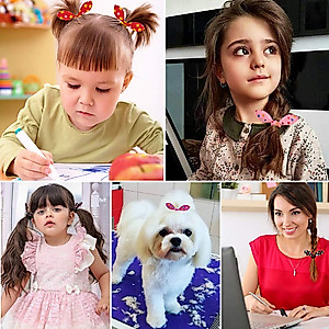 YASUNMI 50pcs Children Hair Ties+200pcs Rubber Bands, Cute Toddler Rabbit Ear Hair Ties, Seamless No Crease Elastic Cotton Bows Ponytail Holders Hair Accessories for Baby Toddler, Kids, Teens