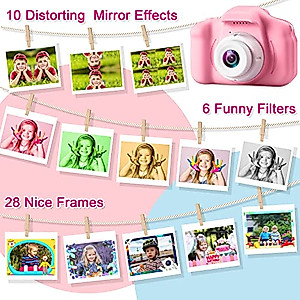 GKTZ Toys for Girls Age 3-8, Kids Camera Digital Video Toddler Camera Children Camcorder Birthday Gifts for 3 4 5 6 7 8 Year Old Girls with 32GB SD Card