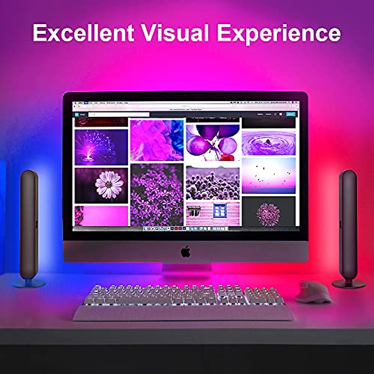 APEKX Indoor RGB LED Light Bar for Game Room, Bookshelf, TV Stand Decor with Remote - Black