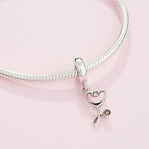 PANDORA Stethoscope Heart, Clear CZ