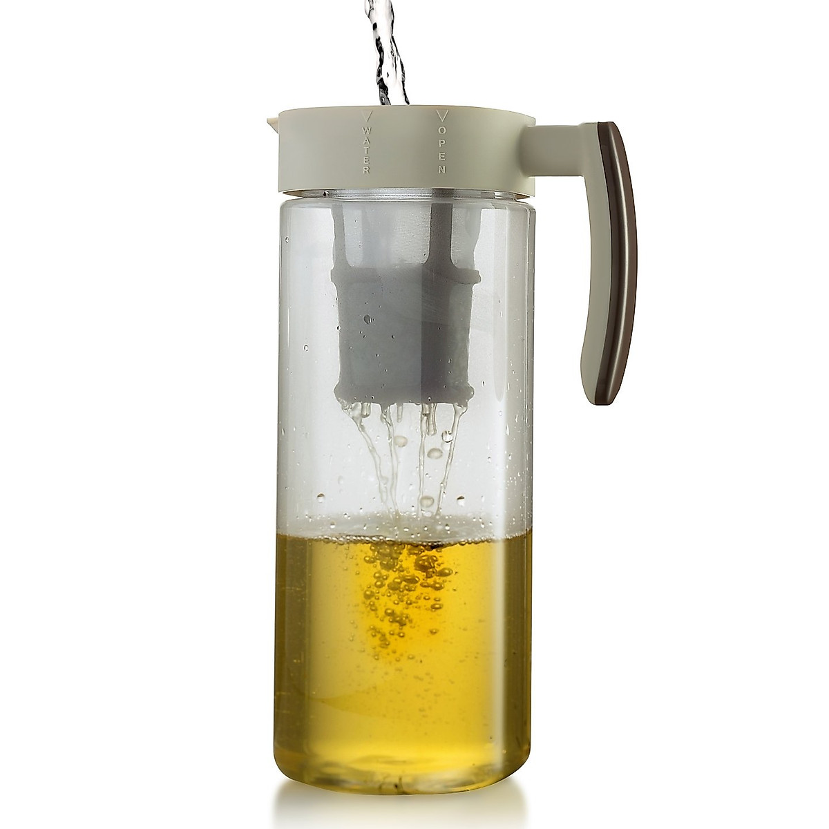 Komax Large Ice Tea Maker Pitcher – Tritan Iced Tea Pitcher w/Airtight Lid – Temperature Resistant Herbal Infuser Hot Tea Maker – BPA Free, Dishwasher & Microwave Safe Pitcher with Spout (2.1 Quart)