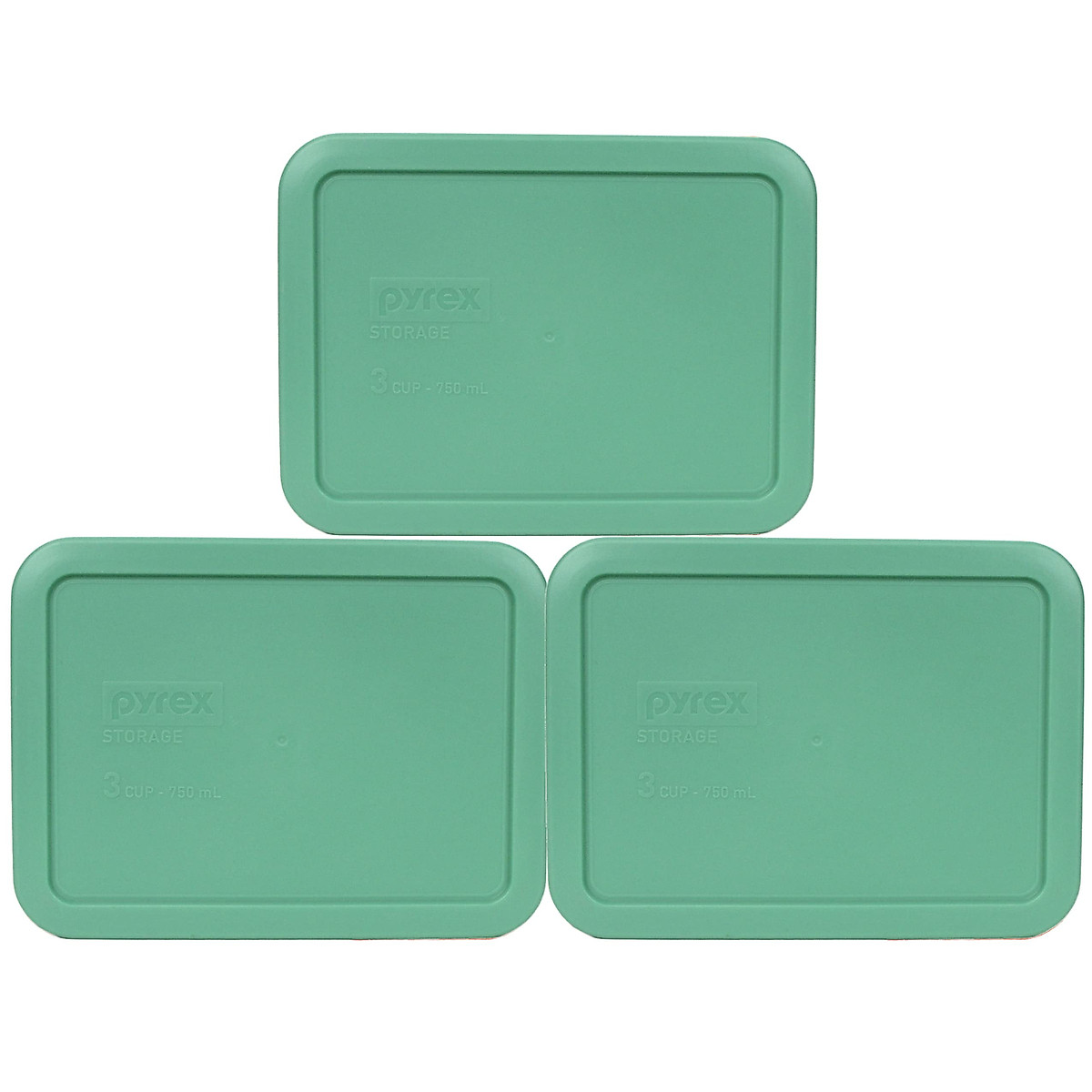 Pyrex 7210-PC Light Green Rectangle Plastic Food Storage Replacement Lid, Made in the USA - 3-Pack