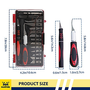 MANUFORE 19pcs Craft Knife Hobby Knife with Anti-Slip Handle Engraving Tool cuchillo de precisión hobby for Art Modeling, Scrapbooking and Sculpture